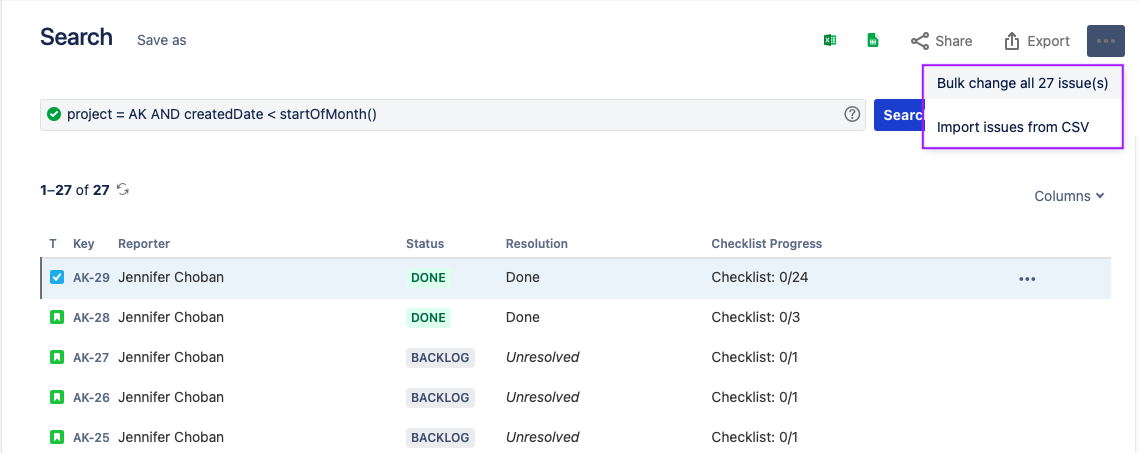 Bulk Adding a Checklist