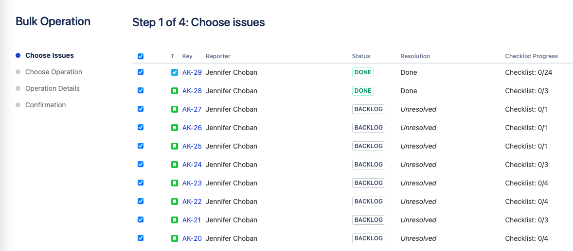 Bulk Adding a Checklist