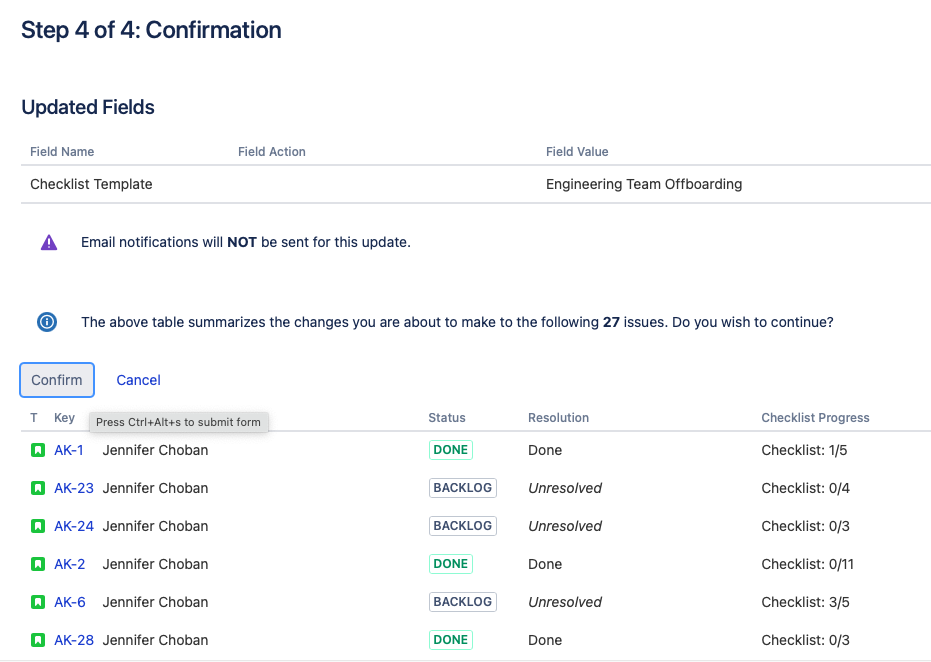 Bulk Adding a Checklist