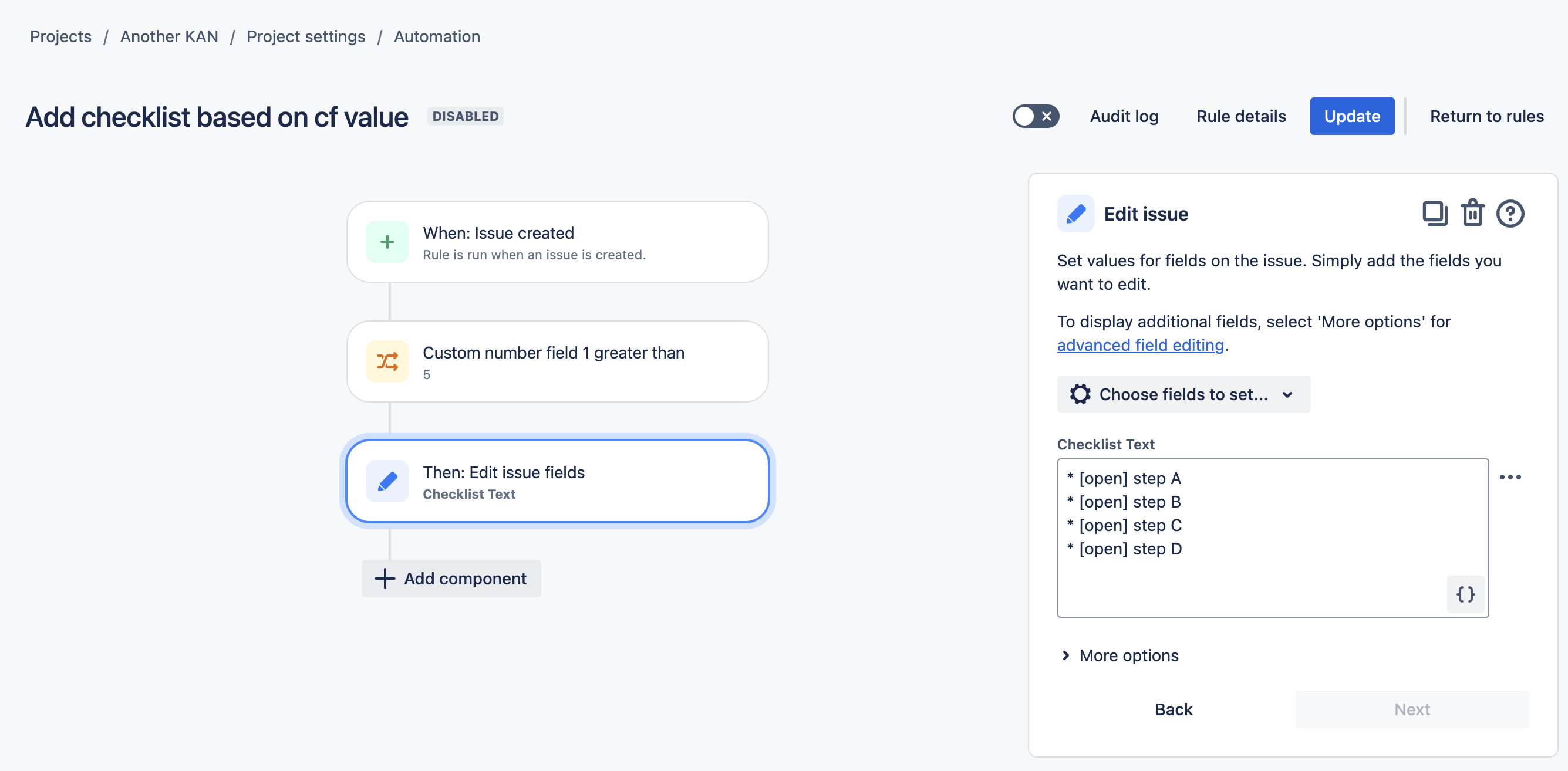 Add Checklist Based on a Custom Field Value