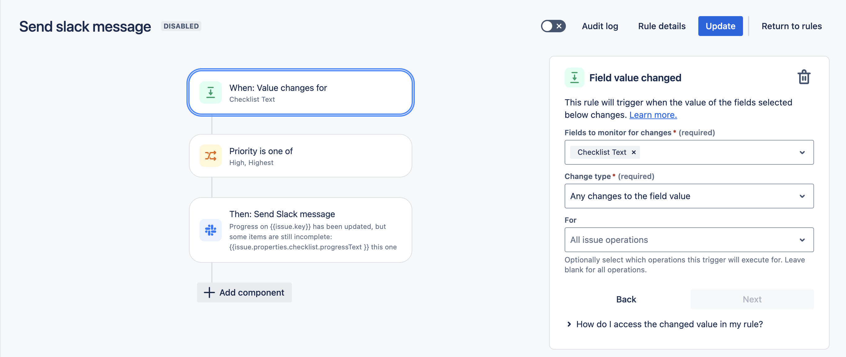 Send Slack Message with Checklist Progress
