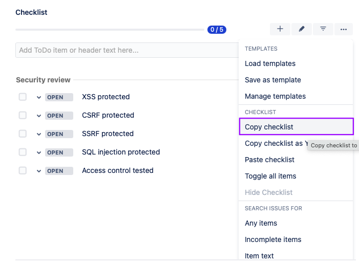 Copying & Pasting Checklists