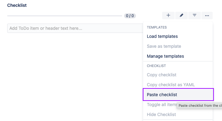 Copying & Pasting Checklists