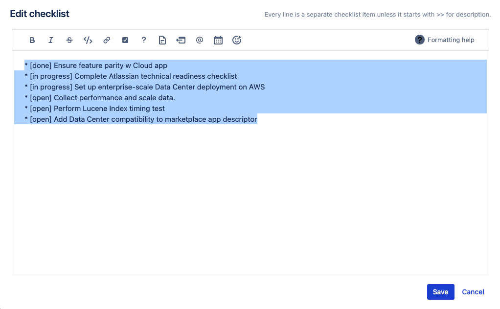 Copying & Pasting Checklists