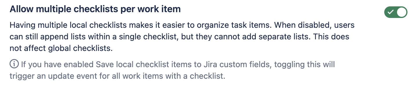 Configure Checklist Global Settings