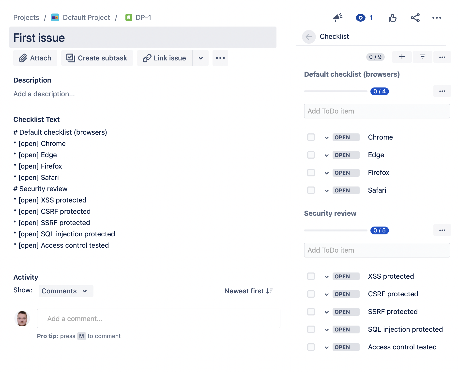 Using the Checklist Editor