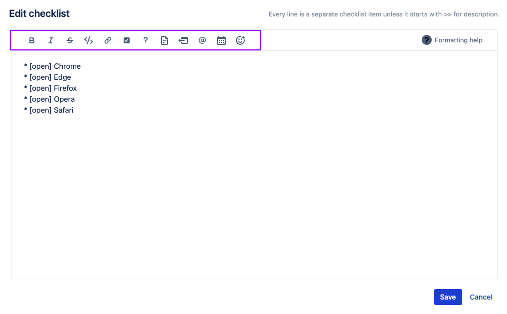 Using the Checklist Editor