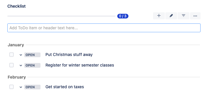 Checklist Names, Headers and Separators