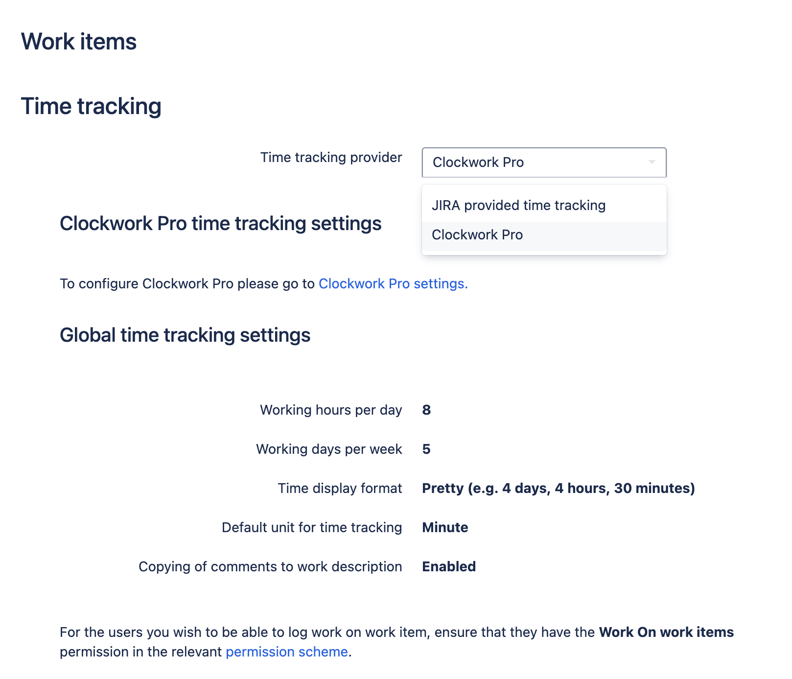 Set Clockwork as the Time Tracking Provider