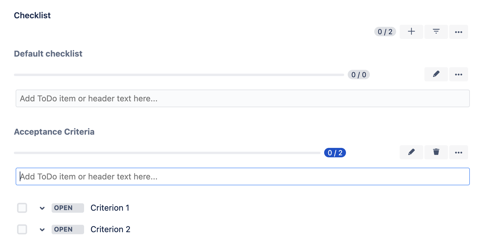 Extra "Default Checklists" on Issues